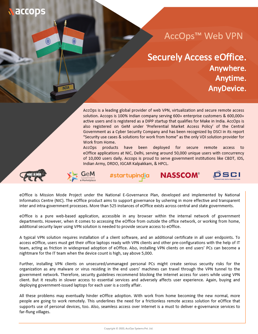 Accops WebVPN product for e-Office